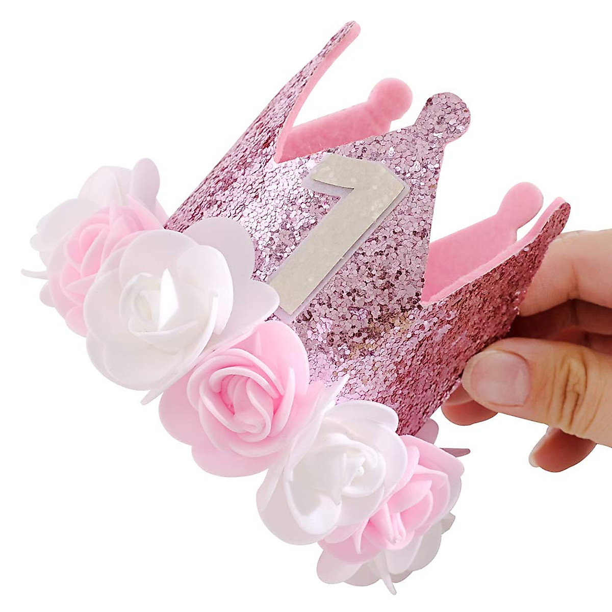 Kbrand Hat First Birthday 1st Decorations For Girl Gifts Rose Gold Baby Pink Crown Party One Year Old Princess, Rose Gold,pink