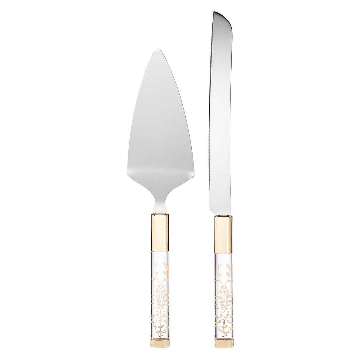 Lenox Bridal Personalized Opal Innocence Flourish Wedding Cake Cutting Set, Custom Engraved Wedding Cake Knife and Server Set, Accessories and Gifts for Bride and Groom