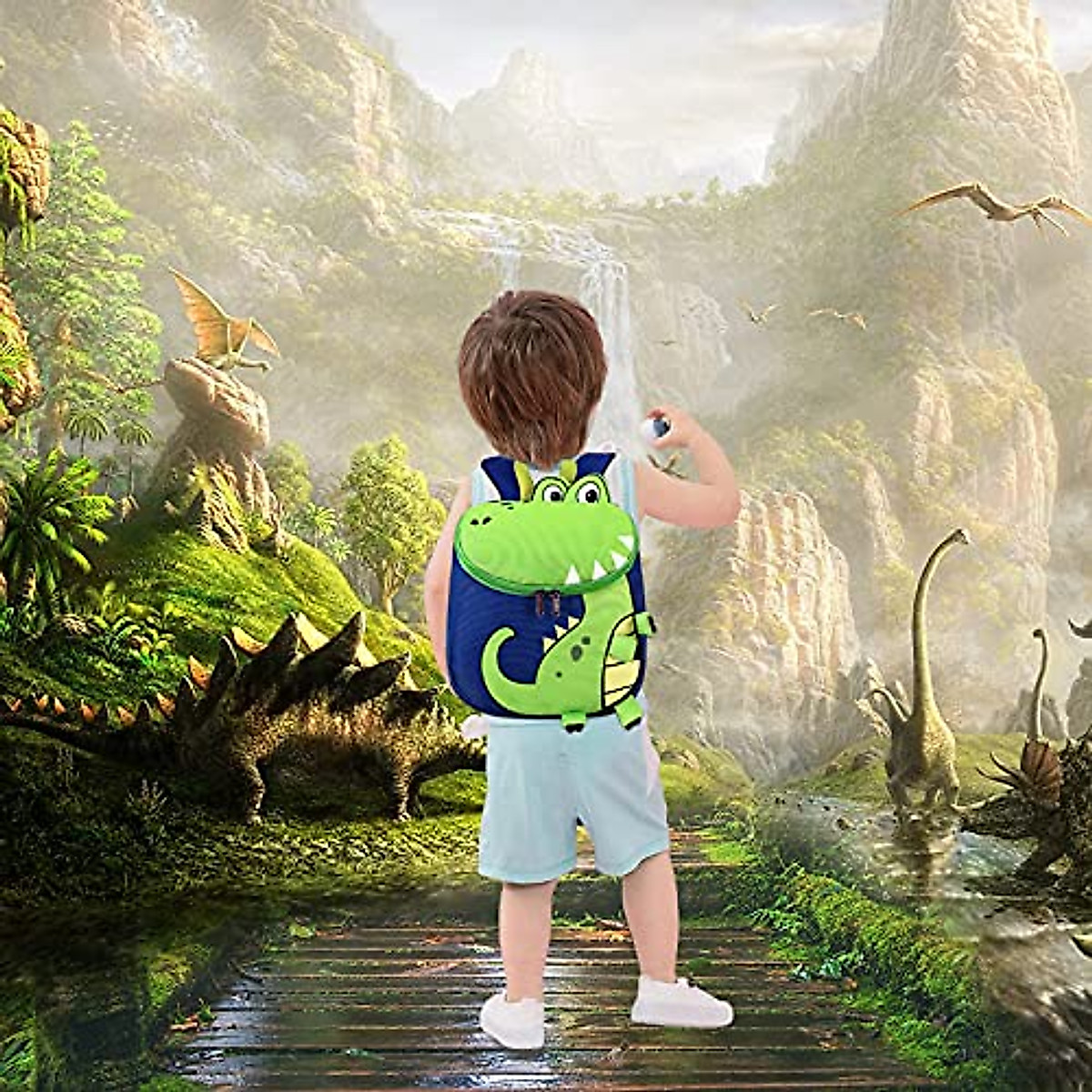 Bluboon Toddlers Backpack for Girls Cute Preschool Backpack 3D Schoolbag Toddler Bookbag for Kids (Dinosaur Green)