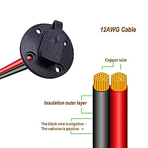 weideer 2pcs SAE Power Socket Sidewall Port SAE Connector Weatherproof Quick Connect Solar Panel Mount 12AWG Cable for Solar Generator Battery Charger with 8 Screws K-V010-30