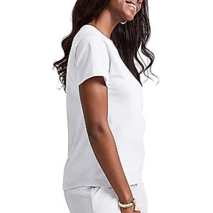 Hanes Originals Tri-Blend, Curved-Hem Tee, Classic Crewneck T-Shirt for Women, ECO White, Medium