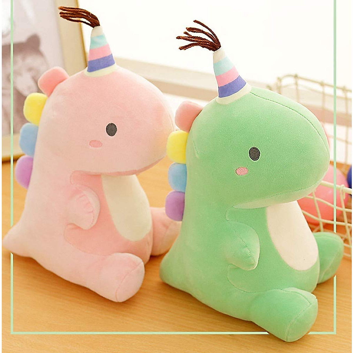 YUESUO Cute Dinosaur Plush Toys,Dino Stuffed Animal,Soft Animal Dino Plush,Birthday Gifts for Kids Girls Boys Green 9.4 Inch