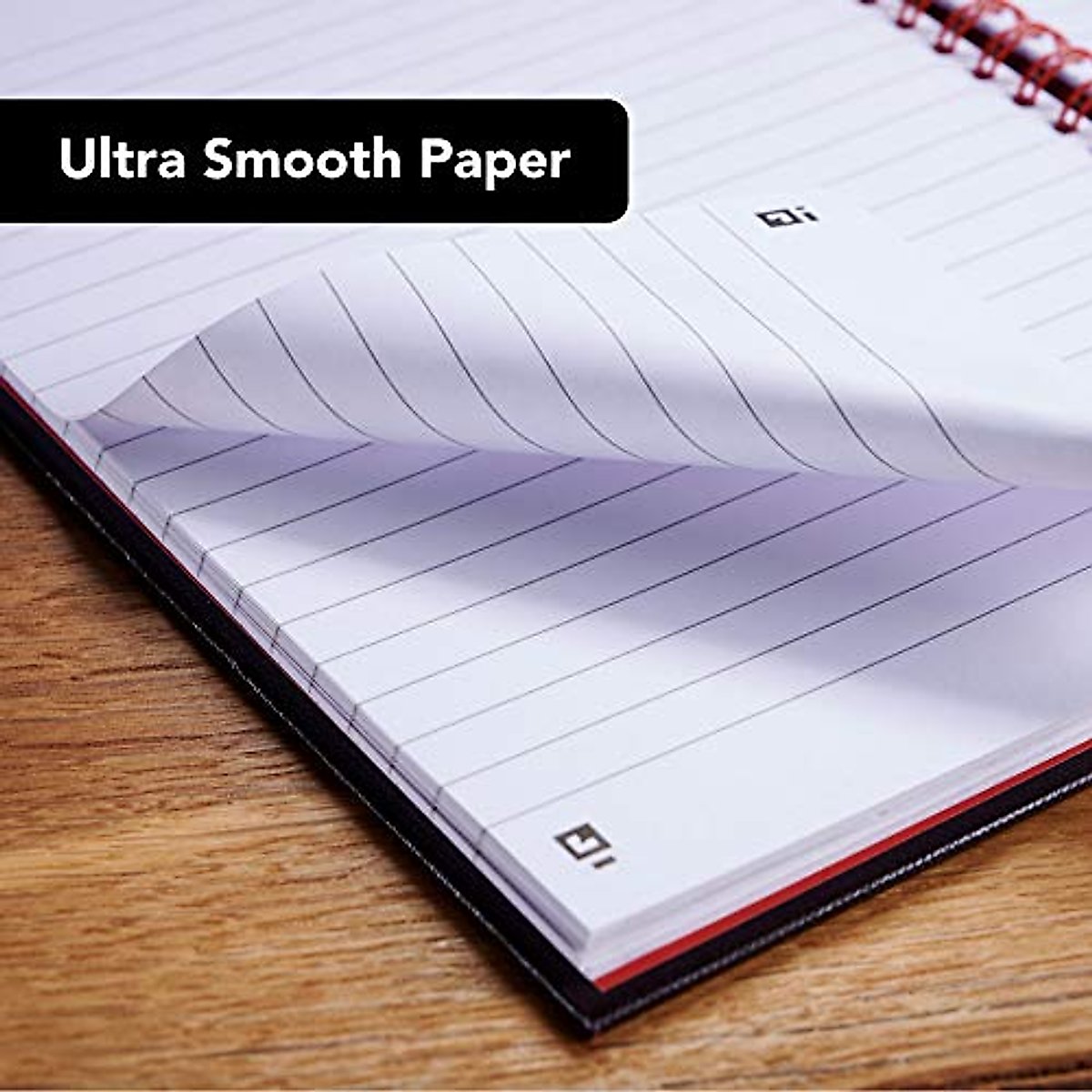 Black n' Red Notebook, Hardcover, Premium Optik Paper, Scribzee App Compatible, Environmentally Friendly, Durable Spiral Binding, 11" x 8 ", 70 Double-Sided Ruled Sheets, 1 Count (K67030)