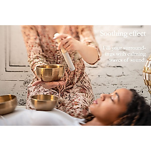 3 Piece Bronze Singing Bowl Set with Mallet, Felt Rings and Covers, Universal Series — MADE IN INDIA — For Meditation, Yoga and Sound Healing Therapy, 2-YEAR WARRANTY