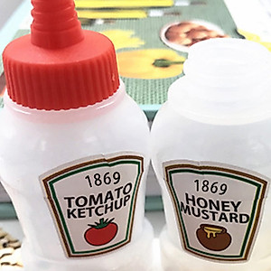 25ml Mini Condiment Squeeze Bottle Honey Squeezable Jar 2 Pack Ketchup/Sauce Containers Plastic Portable Lunch Box Dressing Dispensers to Go with Screw Cap 2pcs