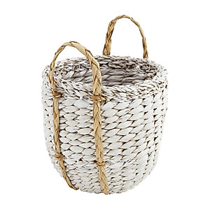 Mud Pie Seagrass Basket Set, White, 13 1/2" x 13" dia