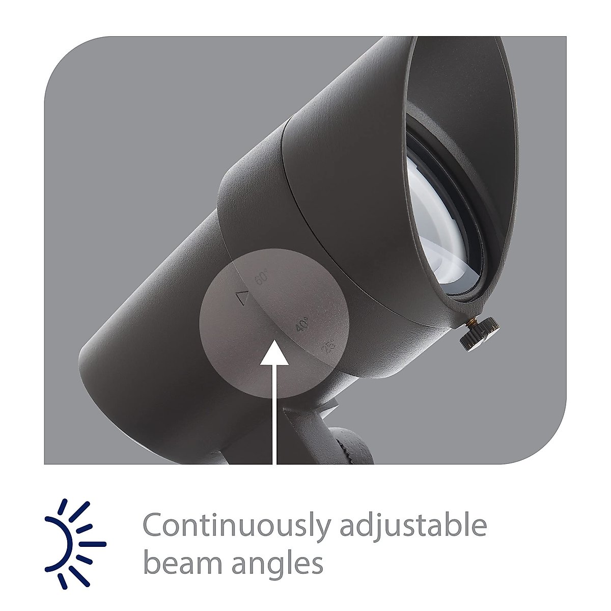 WAC Landscape Lighting, LED 12V Medium Size Accent Light with Adjustable Beam Angle and Integral Brightness Control 50-1300 Lumens 3000K Warm White Built-in LED in Black