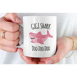 Exxtra Gifts Gigi Shark Mug Grandma Cup From Grandkids Funny Grandmother Doo Doo Present 11 oz White