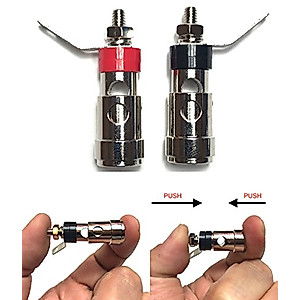 CESS Amplifier Terminal Connector Binding Post Push Quick Type -Binding Post Spring Loaded Press Subwoofer Basket Terminal (4 Pack)