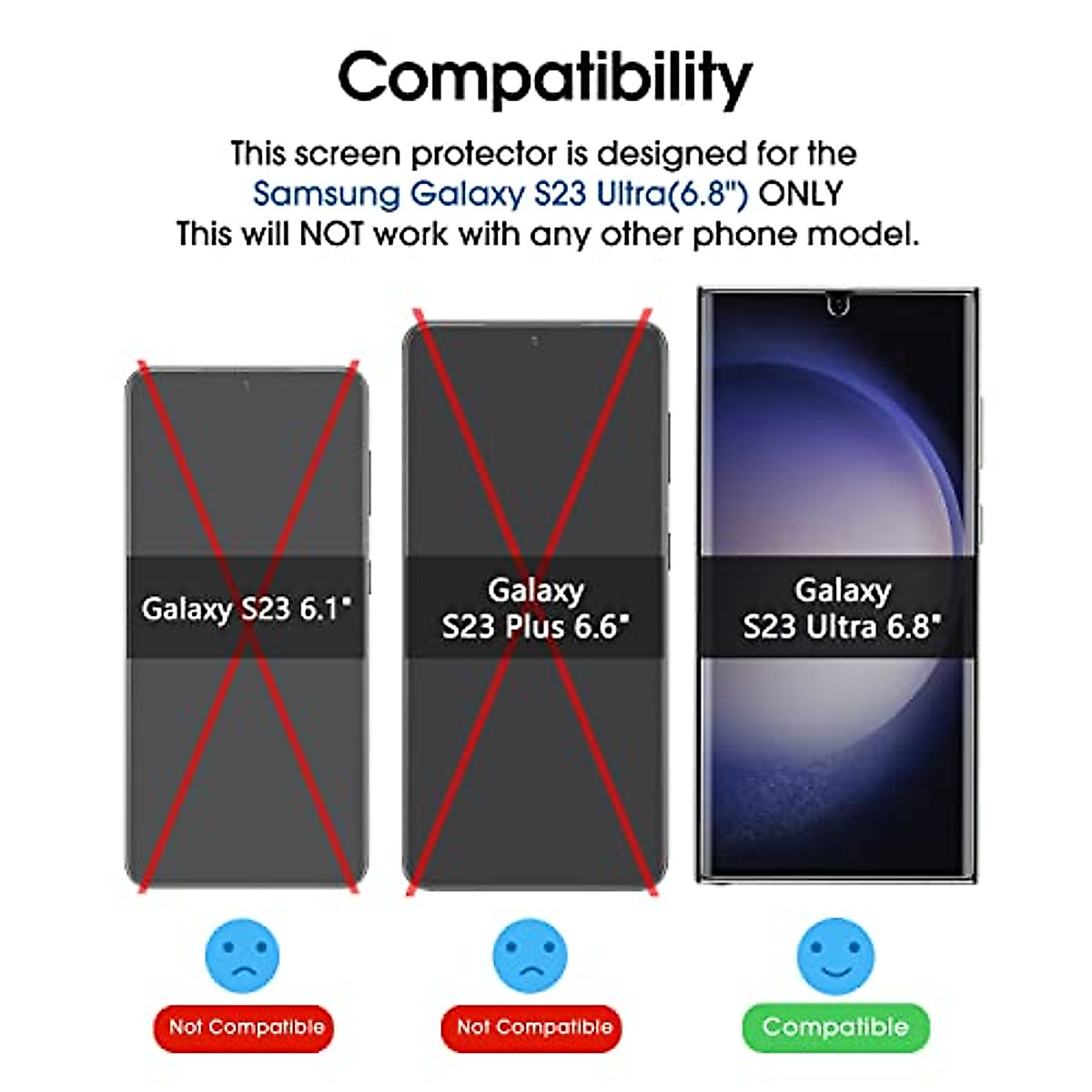 amFilm [2+2 Pack Compatible with Samsung Galaxy S23 Ultra Screen Protector n Camera Lens Protector 5G 6.8", Fingerprint ID Compatible, with Easy Installation Tool, HD Clear, TPU Film Full Coverage