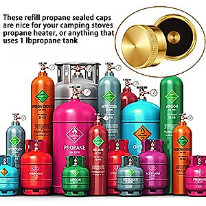 ANPTGHT 6pcs Refill Propane Bottle Cap Solid Brass 1lb Propane Tank Sealed Cap Universal All One Pound Cyliders Gas Tank Protect Caps for Camping Outdoor Cooking