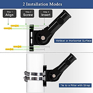 NQ Flag Pole Holder Adjustable, Flag Pole Bracket for Outside House Heavy Duty Aluminum, Multi-Position Flag Pole Mounting Bracket Rust Free with Hardwares, 1" Inner Diameter (Black- 1 Pack)