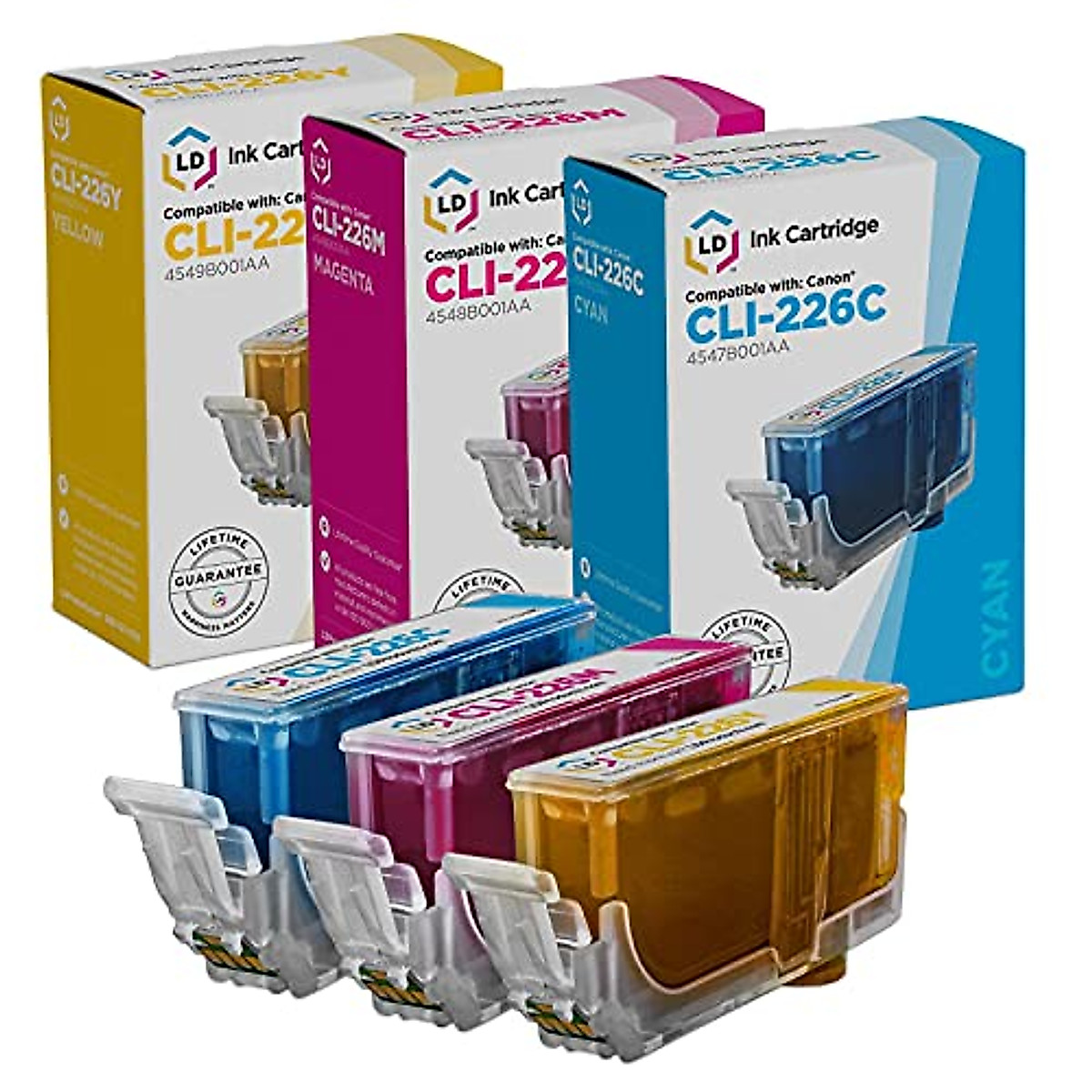 LD Products Compatible Ink Cartridge Replacements for Canon CLI-226 (1 Cyan, 1 Magenta, 1 Yellow, 3-Pack)