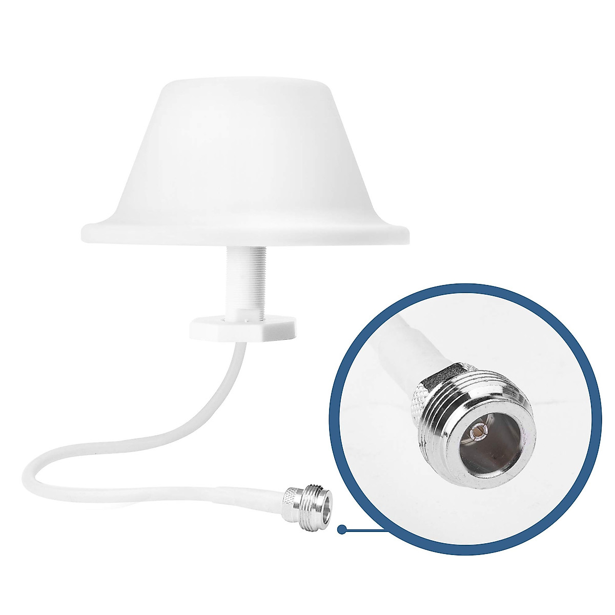 Dome Ceiling Antenna, Omni-Directional Indoor Antenna, Wide Band Dome Antenna with N-Female Connector for Cell Phone Signal Booster - Router Gateway, White (698 to 4000 MHz)