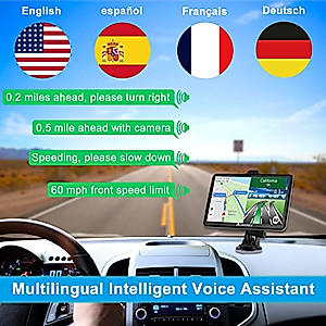 GPS Navigation for Car Truck 2023 Maps Vehicle GPS Navigation 7 Inch Touch Screen Voice Car GPS for Lorry Speeding Warning Free Lifetime Maps Update of United States Canada Mexico