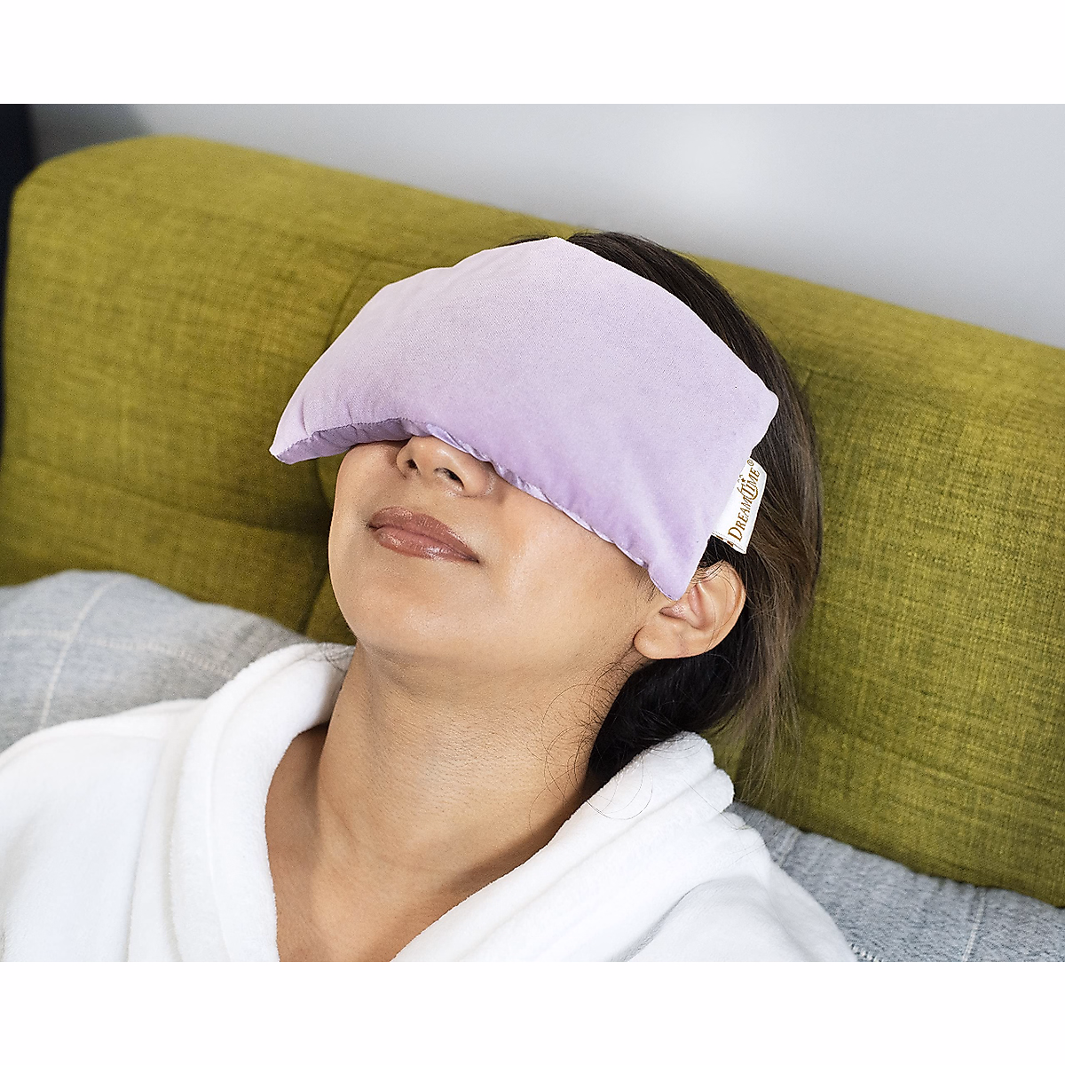 DreamTime Weighted Eye Pillow Mask, Lavender Velvet, Microwave or Freeze, Washable, 9.5x4.5 in, for Sleep, Yoga, Meditation, Relaxation