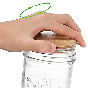 Peohud 4 Pack Mason Jars Cups with Lids and Straws, 22 Oz Reusable Smoothie Bubble Tea Cups, Wide Mouth Mason Jar Drinking Glasses Tumbler with Bamboo Lids for Juice Coffee Cocktail Milkshake