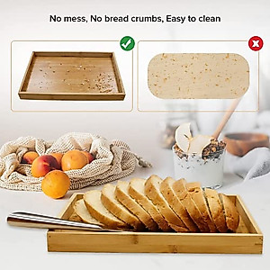 Flurff Bread Knife 14.5 inch & Bread Slicer for Homemade Bread, Bread Slicing Guide, Compact Bread Cutting Guide with Crumb Tray