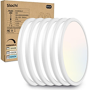 6PACK LED Flush Mount Ceiling Light Fixture, 12Inch 28W Ceiling Light, Dimmable & 3000K/4500K/6000K 3 Color Adjustable Round Ceiling Light 3200LM Low Profile Ceiling Light Fixtures for Kitchen Bedroom