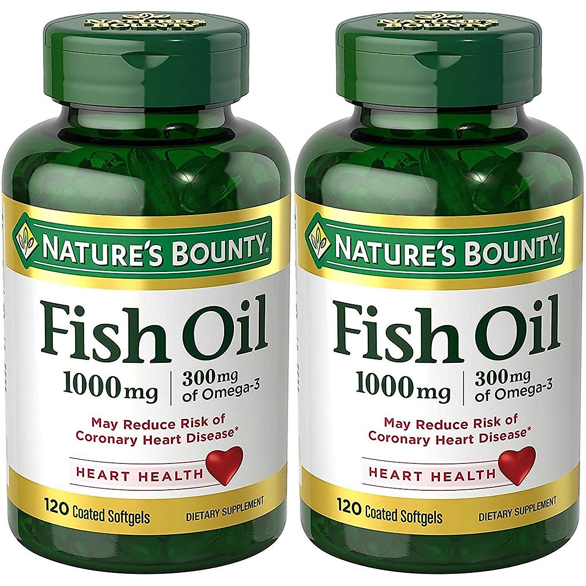 Nature's Bounty Fish Oil (Odorless) 1000 Mg, 240 Softgels (2 X 120 Count Bottles)