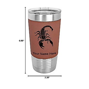 LaserGram 20oz Vacuum Insulated Tumbler Mug, Scorpion, Personalized Engraving Included (Faux Leather, Dark Brown)