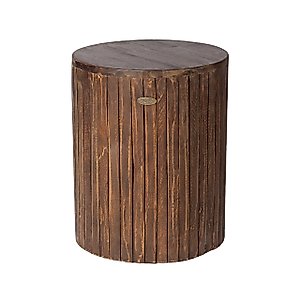 Patio Sense 62421 Michael Round Rustic Garden Stool Wood Outdoor Seating & End Table Portable Adaptable Outdoor Furniture - Seasoned Patina Finish