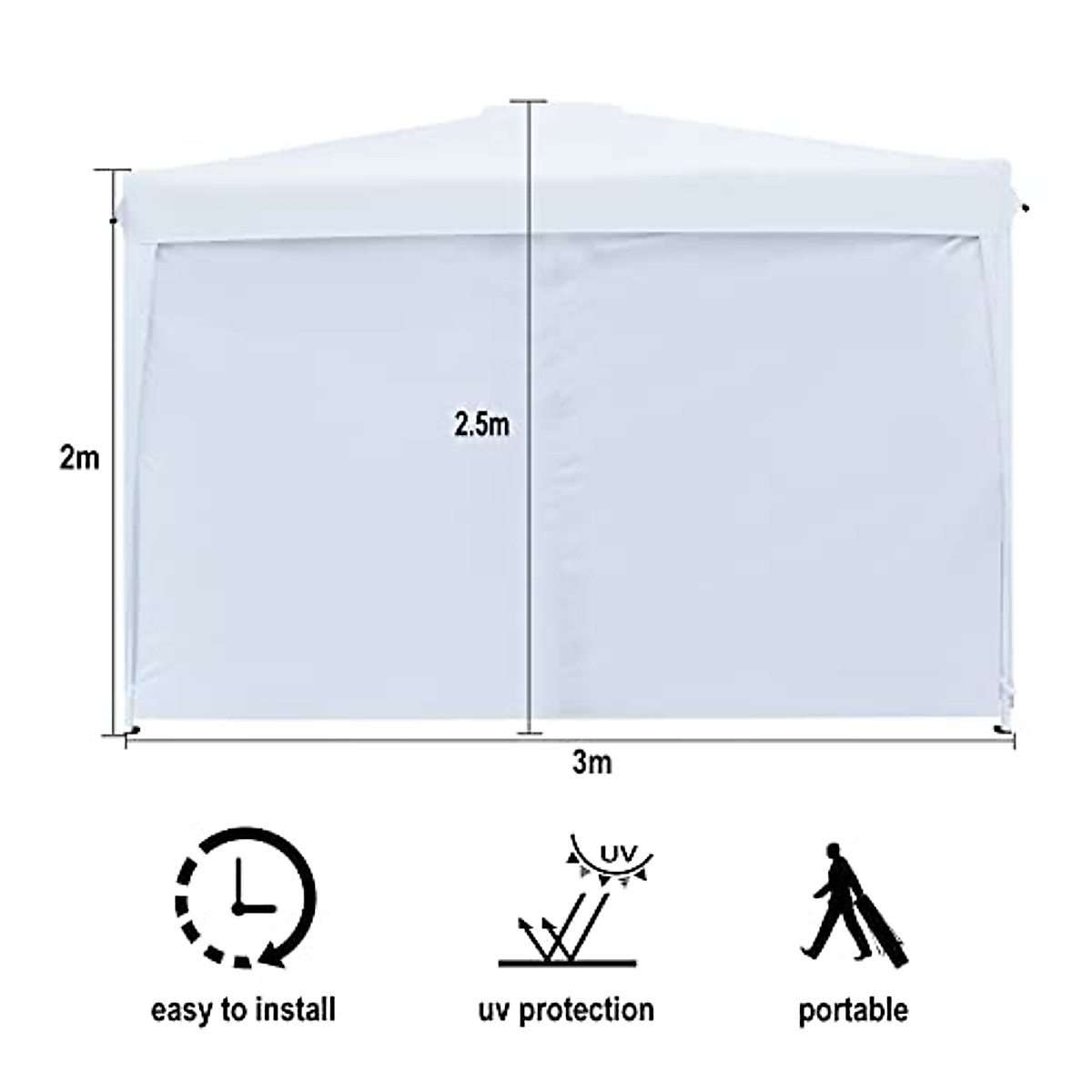 Pop Up Gazebo Tent 10x10 Outdoor Canopy, Instant Shelter w/Adjustable Height, Steel Frame Permanent Pavilion with Side Curtains & Zippered Door, Sunshade for Garden, Patio, Lawns, Beach, White