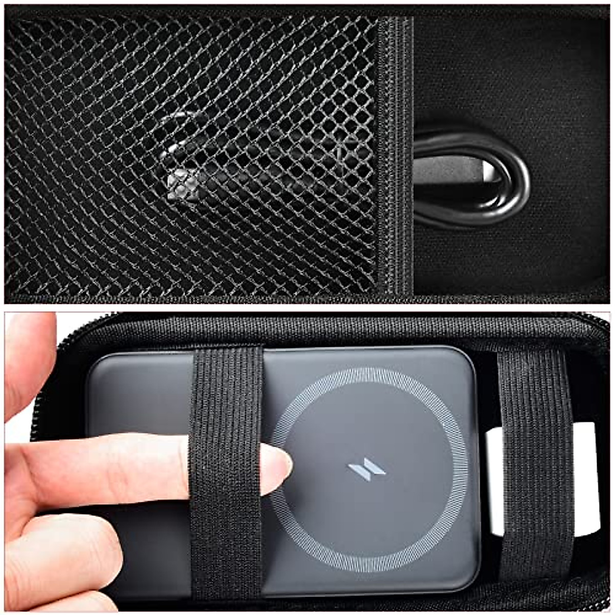 Case Compatible with Anker 633/622/621 Magnetic Battery (MagGo) 10,000mAh Foldable Wireless Portable Charger, Storage Bag for iphone/Cell Phone Power Delivery, Battery Packs Holder - Only Case - Black