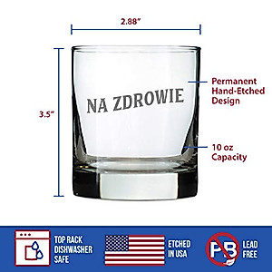 Na Zdrowie - Polish Cheers - Whiskey Rocks Glass - Cute Poland Themed Gifts or Party Decor for Women and Men - 10.25 Oz