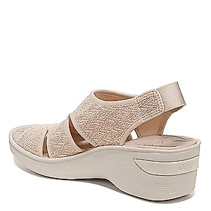 BZees Womens Daytona Slip-On Wedge Sandal Sand Dollar Chevron 6.5 M