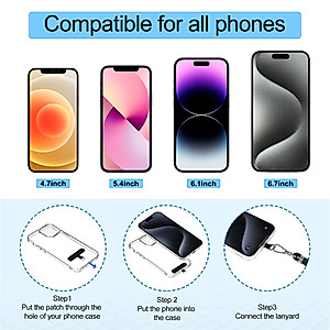 takyu Phone Lanyard, 2 Pack Adjustable Cell Phone Lanyard Crossbody Neck Strap & 2 Pack Phone Wrist Strap with Tether Tabs Compatible for iPhone Android Smartphones-Black Grey