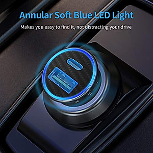 Cluvox USB C Fast Car Charger, 25W PD&QC 3.0 Dual Port Compatible for Samsung Galaxy S22 5G/S21/S20/Plus/Ultra, Note 20/Ultra/Note 10/Plus, Mini All Metal Flush Fit Car Adapter with 3.3ft Type C Cord