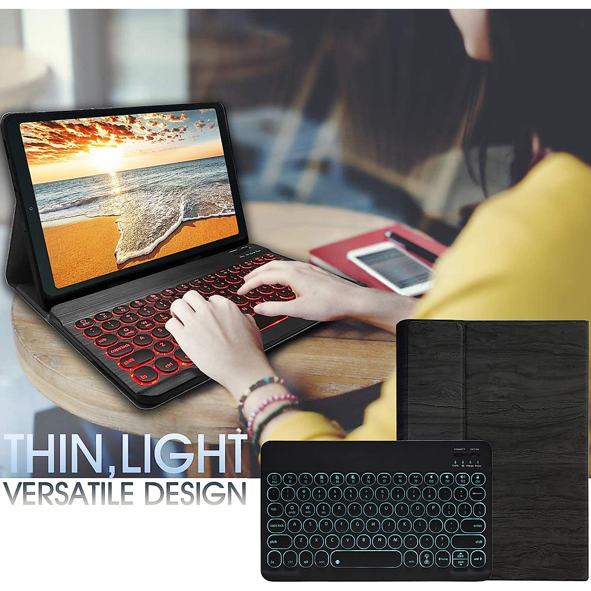 LDSOYIA Lenovo Tab P11 Plus 2021 & P11 2020 Keyboard Case 11 inch [Backlit, TB-J607F TB-J606X], 7 Color Backlights Detachable Wireless Keyboard Protective Case Cover for Lenovo Tab P11 Plus & P11