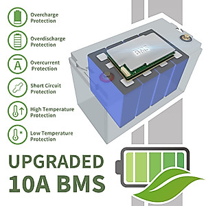 Vinnotech Lithium Battery 12V 6Ah LiFePO4 Batteries with 10A BMS, Deep Cycle Rechargeable Lithium Iron Phosphate Battery, for Alarm System, Backup UPS