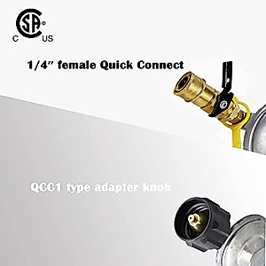 Propane Quick Connect Adapter,1/4 "Quick Connect Fittings,Connect 5-60Lb Propane Tank to Grill,For heaters, Grills,Propane Regulator,RV Propane Regulator,Propane Quick Connect,Propane Tank Regulator