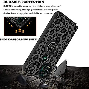 KANGHAR Moto G Stylus 5G 2021 Case, Leopard Design, Tire Texture Non-Slip, Shockproof Rugged TPU with Kickstand & Phone Ring Holder