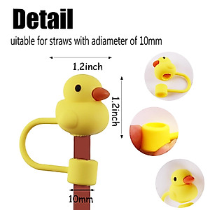 6Pcs Straw Cover Cap for Stanley Cup,Mini Duck Silicone Straw Topper 10mm 0.4in Compatible with 30&40 Oz Tumbler with Handle,Dust-Proof Reusable Straw Tips Lids