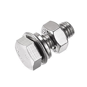 uxcell M8 x 20mm Hex Head Screws Bolts, Nuts, Flat & Lock Washers Kits, 304 Stainless Steel Fully Thread Hexagon Bolts 10 Sets