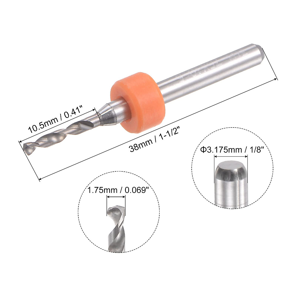 uxcell Micro PCB Drill Bit Set, 1/8" Shank 1.75mm Solid Tungsten Carbide CNC Engraving Print Circuit Board Drill Bits Rotary Tool 10pcs