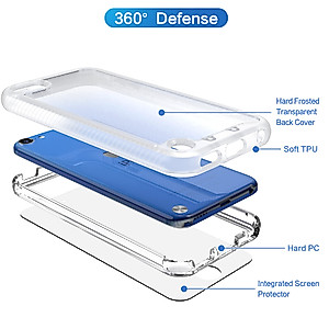 IDYStar Compatible with iPod Touch 7th Generation Case,2 in 1 Shockproof iPod Case with Screen Protectors,Hybrid Slim Fit Protection Shock Resistant Cover for iPod Touch 5/6/7th Generation,Clear