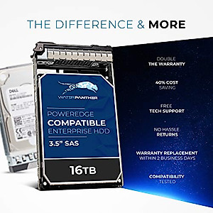 WP 16TB 7200 RPM SAS 12Gb/s 3.5-Inch Enterprise Hard Disk Drive in 12G 13G Tray Compatible with Dell PowerEdge Servers R730XD R730 T340 T330 T640 T630 T440