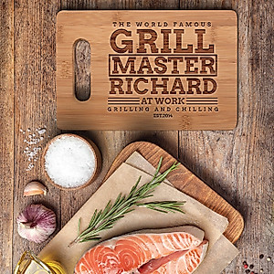 Gifts For Dad, Personalized Cutting Board, Grill Master, Gifts For Men | 9 Designs - 6 Wood Styles | Birthday Gifts, Dad Gifts from Daughter, Kids, Husband, Grandpa, Fathers Day Gift, Housewarming