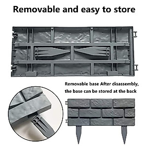 4 Pcs Garden Border Edgings Grey Stone Brick Effect Lawn Edging Plastic Plant Fence for Flower Bed Grass Bordering Garden Decorations Outdoor Wall Art