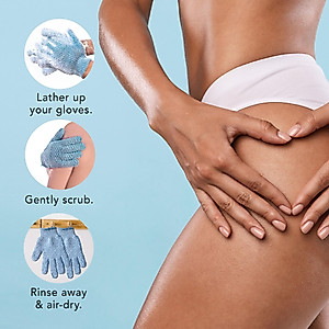 Exfoliating Glove (4 Pcs, 2 Pairs) - Heavy Exfoliate Glove for Dead Skin Bath Exfoliating Gloves for Shower Spa Massage & Body Scrub - Shower Gloves for Women & Men