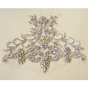 Sparkling Rhinestone Applique Shoulder Accessories Sleeve Diamante Craft Sewing on Bridal Wedding Dress Gown (1 Pair)
