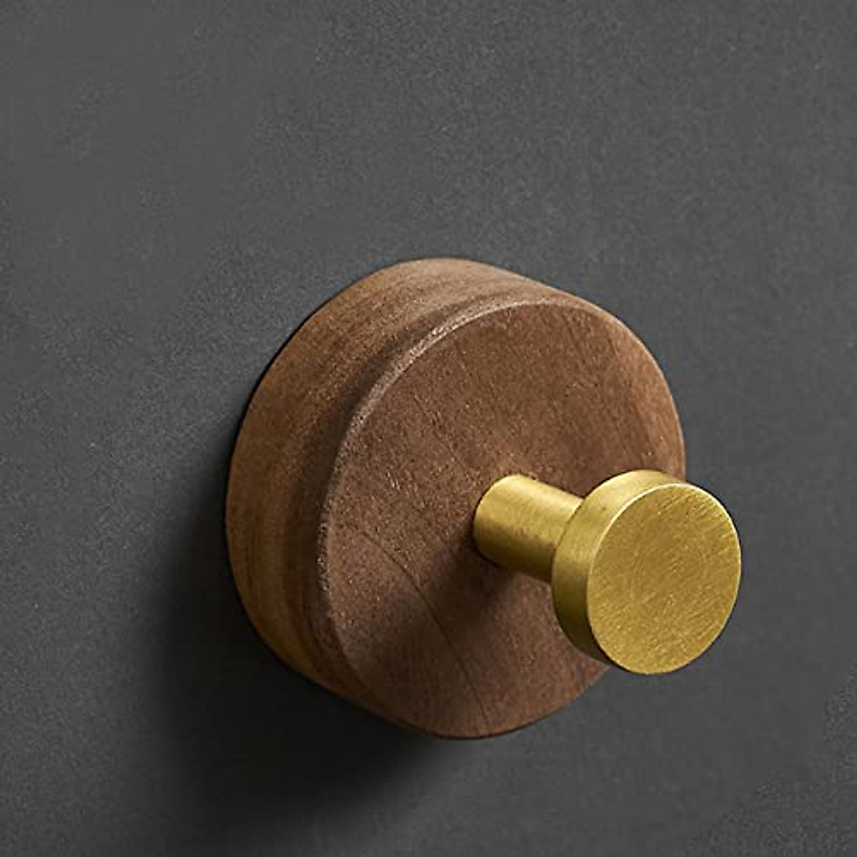 Faotup 2PCS 1.94" Round Walnut Wood Coat Hook Wall,Brown Self Adhesive Wall Hooks Decorative,Wooden Hooks for Hanging,Walnut Hook Wall Mount Wood,1.94×1.94×1.75inches