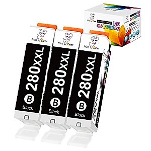 Miss Deer Compatible Ink cartridges Replacement for Canon 280 PGI-280 PGI-280XXL 280XXL PGBK for Canon PIXMA TR7520 TR8520 TS6120 TS6220 TS8120 TS8220 TS9120 TS9520 TS6320 TS9521C (PGBK, 3-Pack)