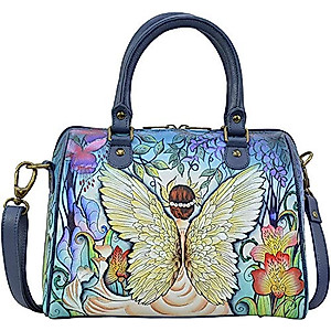Anuschka Hand Painted Leather Women's Zip Around Classic Satchel - Enchanted Garden