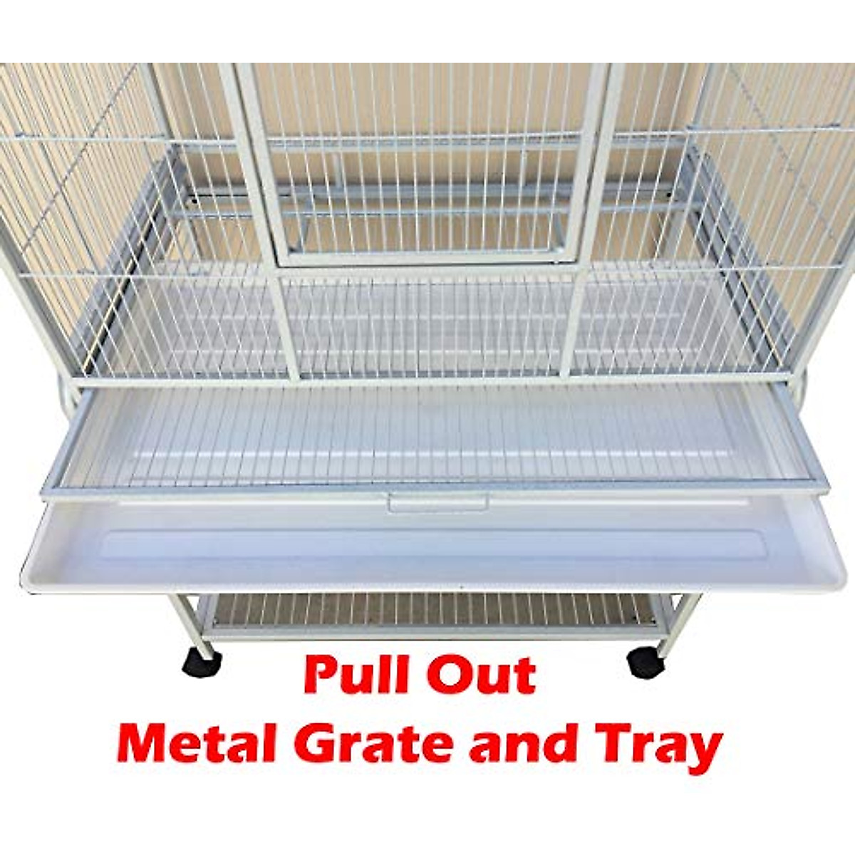 64" Extra Large Wrought Iron Breeding Flight Canary Parakeet Cockatiel Lovebird Finch Cage Side Nesting Doors with Removable Rolling Stand