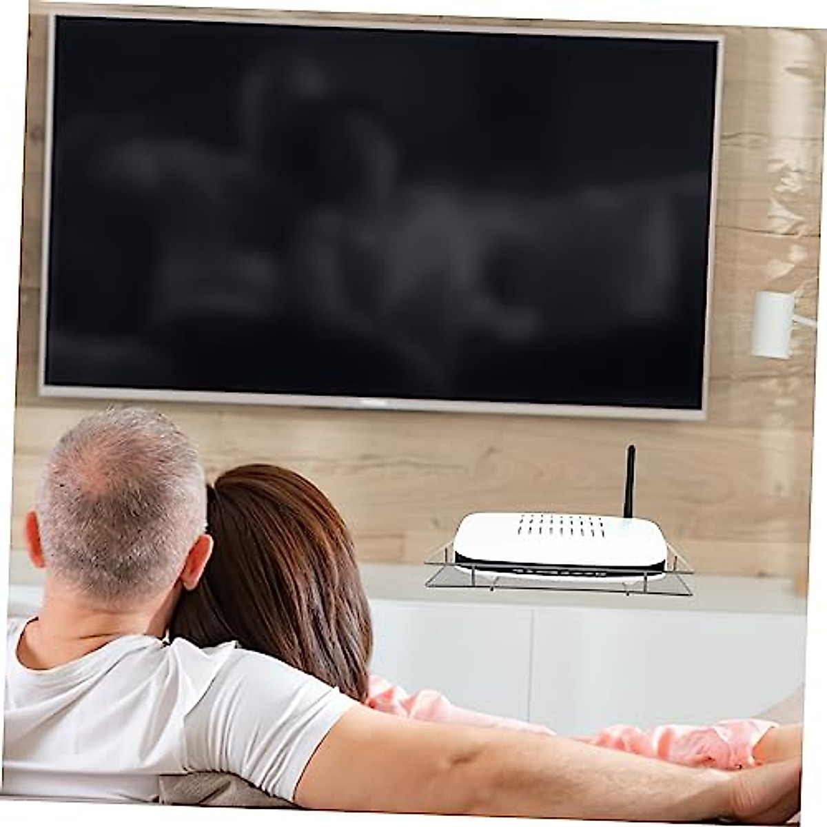 Cabilock Iron Nail- Router Storage Rack Bathtub Faucet Handles Bathroom Decor Tv Lower Row Small Wall Shelves Tv Top Shelf Router Shelf No Drill Tv Mount Wall Hanging Storage Rack Grey